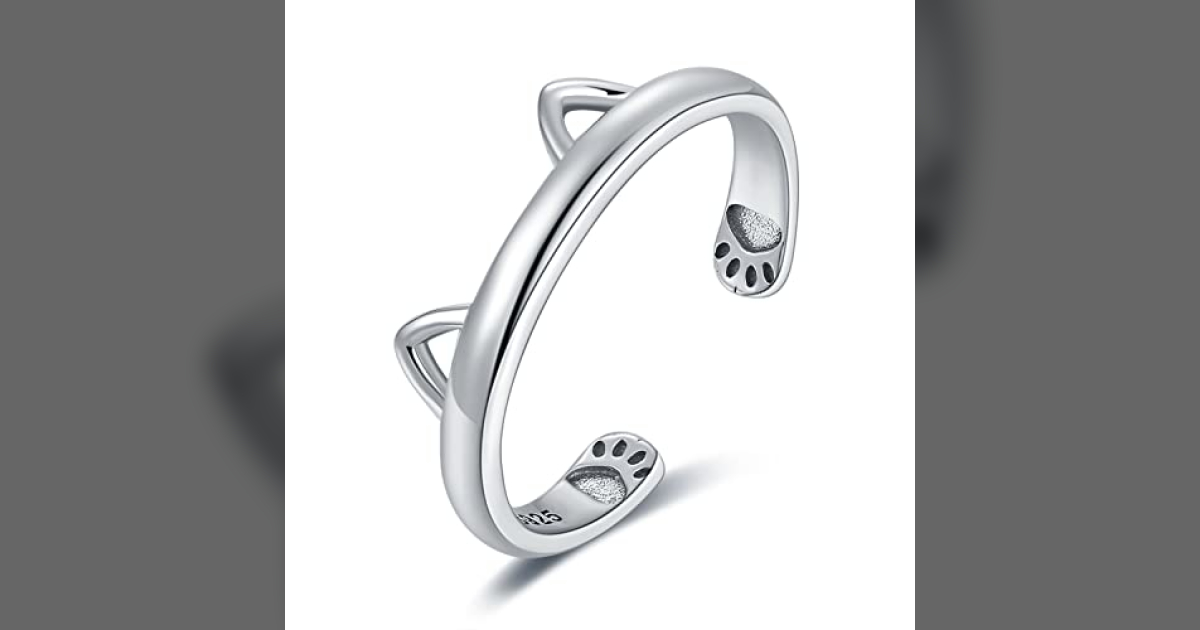 Cute Cat Ears Sterling Silver Ring For Cat Lovers