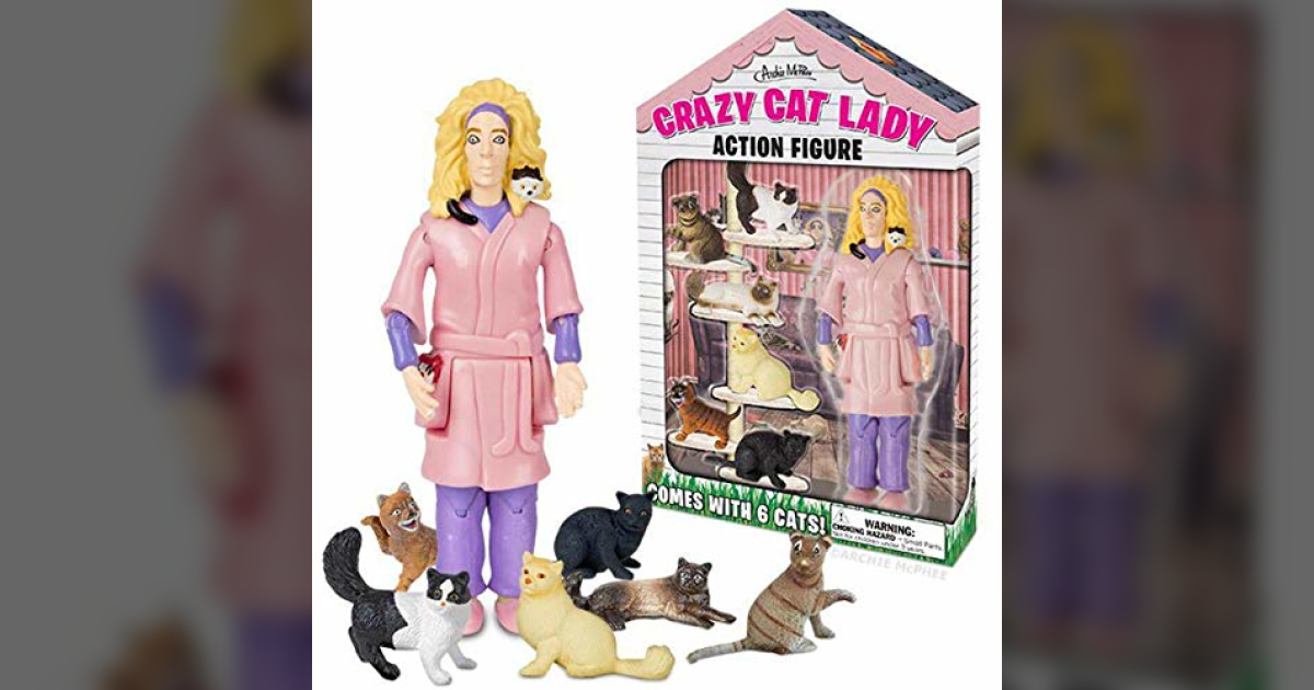 Hilarious Crazy Cat Lady Action Figure | Cat Lover Gift Idea