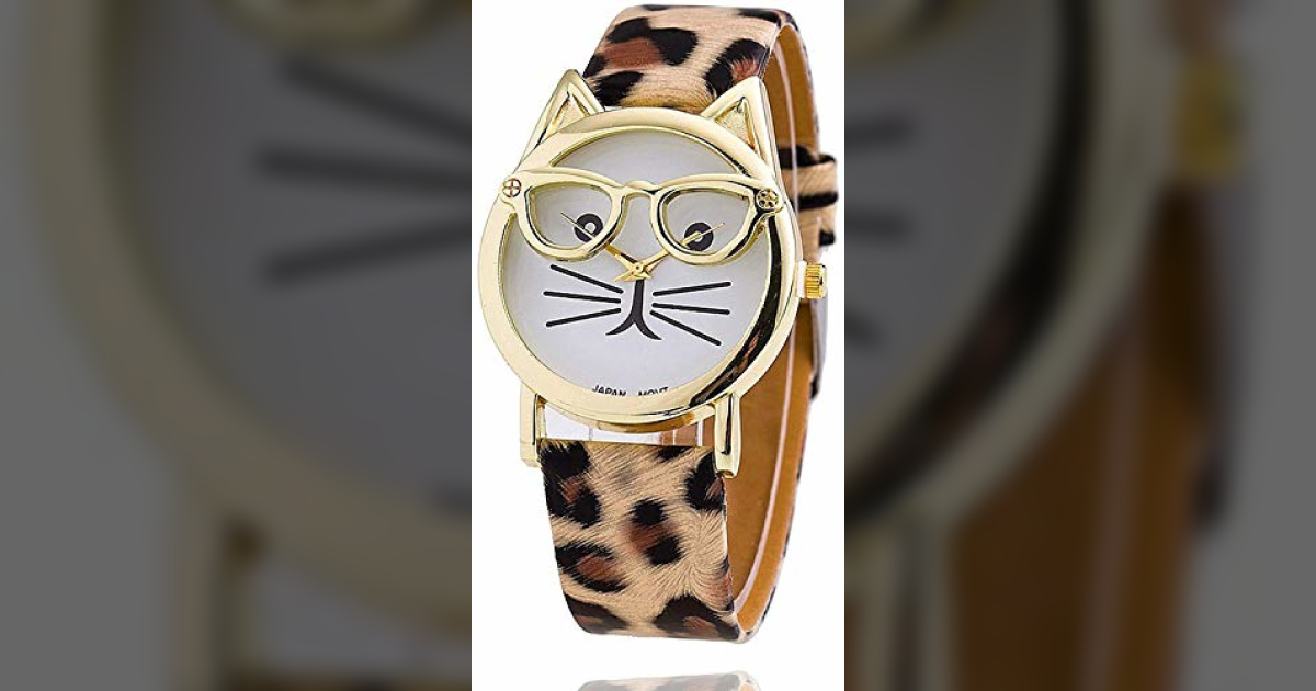 Funny Cat Wearing Glasses Fashion Wristwatch Gift Idea