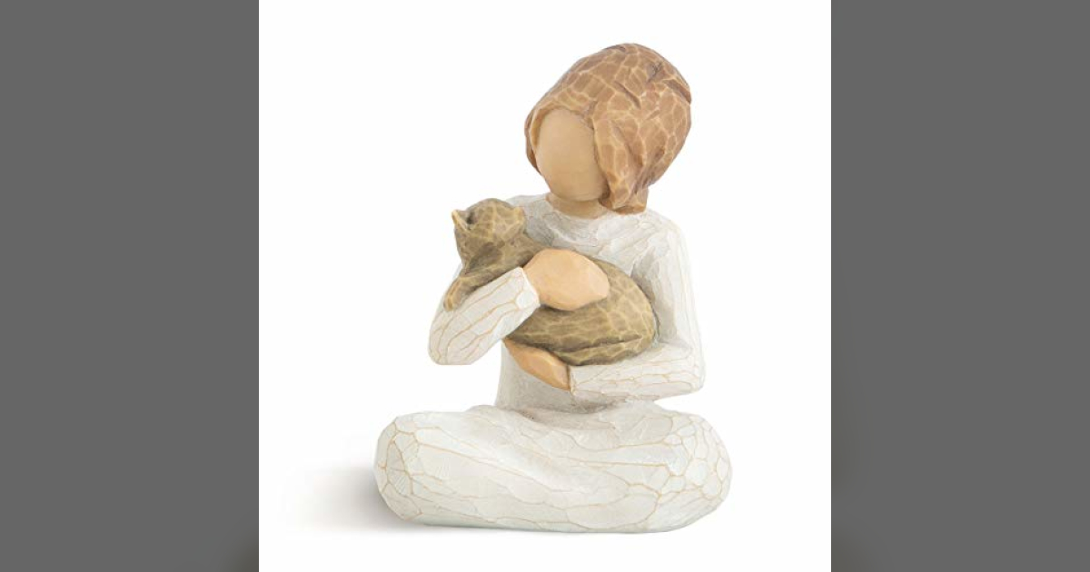 Girl Embracing Cat Stylized Sculpted Figure