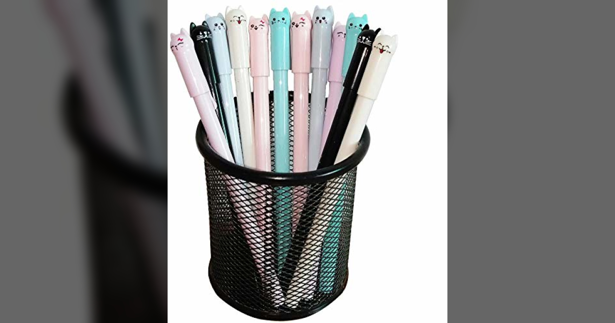 Fun Set of Cute Cat Face Ball Point Gel Pens
