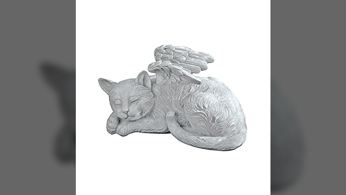 Cat Angel Pet Memorial Marker | Sleeping Angel Cat Statue